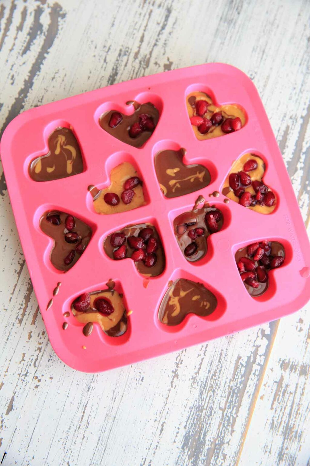 Heart Shaped Chocolate Pomegranate Candies - 3 ways - Trial and Eater