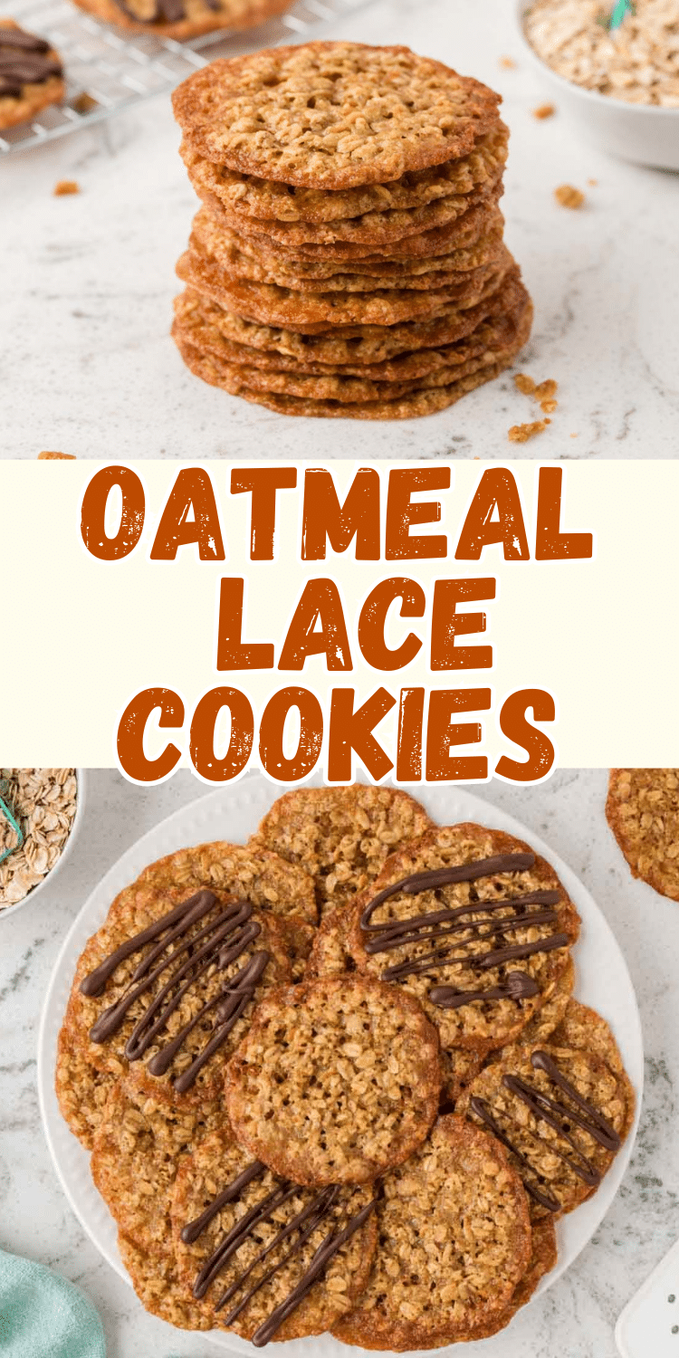 Oatmeal Lace Cookies with Chocolate Drizzle