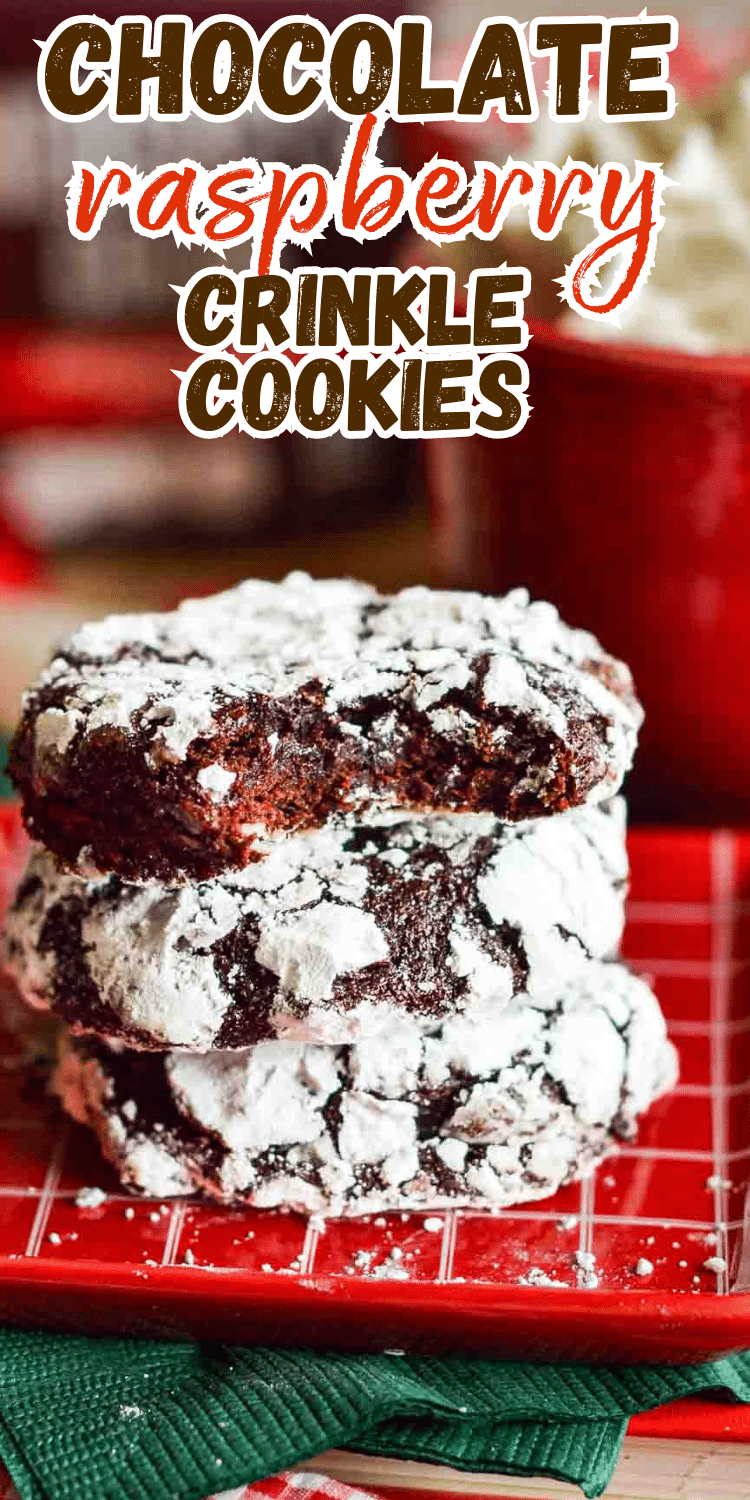 Raspberry Chocolate Crinkle Cookies - Trial and Eater